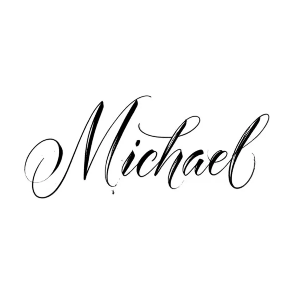 Michael Name Tattoo in Black Cursive Lettering | PokeINK AI Tattoo Generator