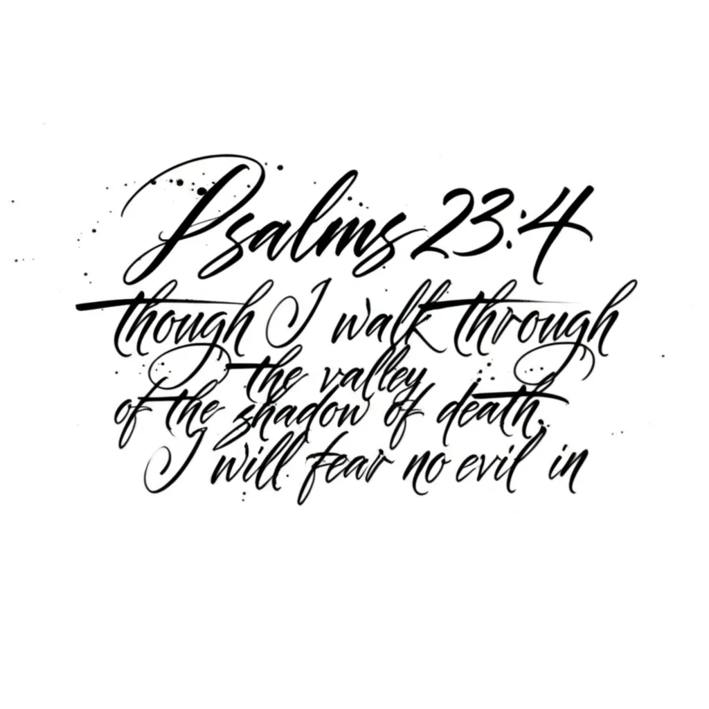 Psalms 23:4 Cursive Tattoo Design: Valley of the Shadow of Death ...
