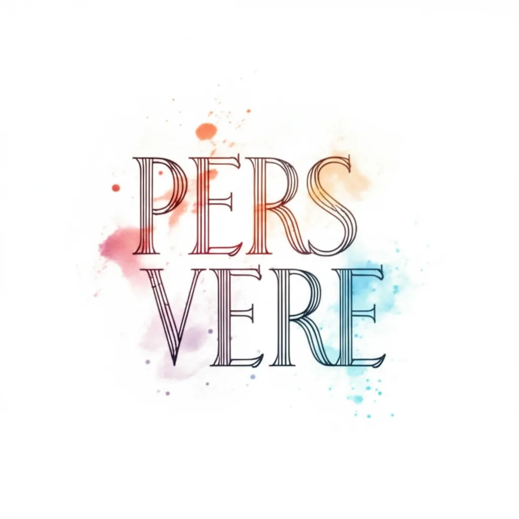 Persevere Watercolor Tattoo Design in Roman Font | PokeINK AI Tattoo ...