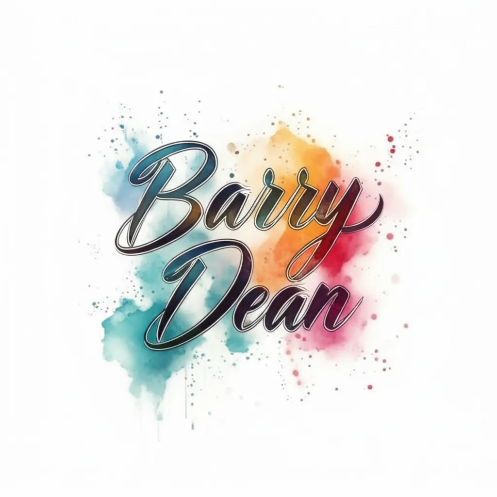 Watercolor Tattoo Design of the Name "Barry Dean" | PokeINK AI Tattoo ...