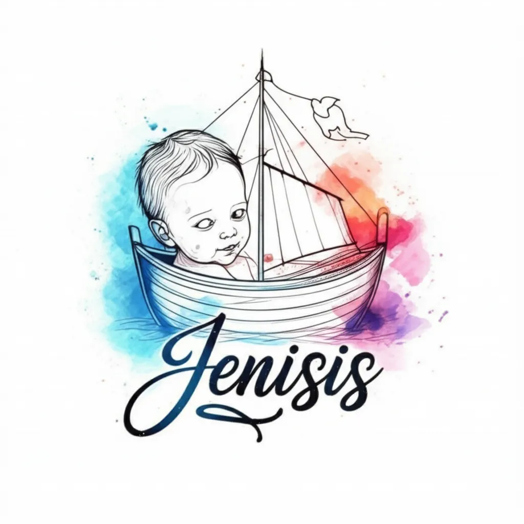 Watercolor Tattoo of Daughter's Name 'Jenisis' in a Boat | PokeINK AI ...
