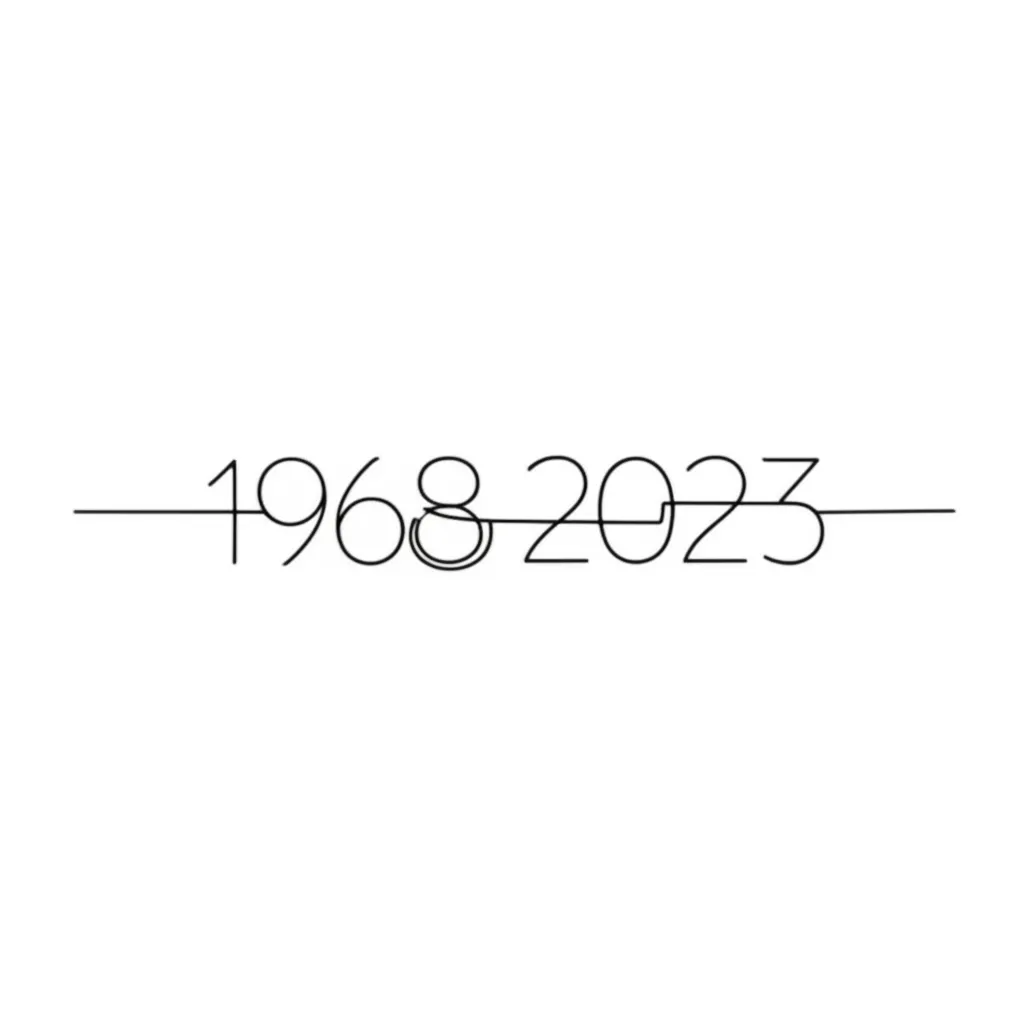 1968-2023 Minimalist Memorial Tattoo Design | PokeINK AI Tattoo Generator
