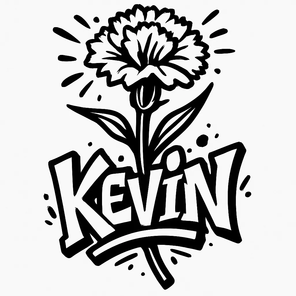 Carnation Flower Tattoo with Kevin Name - Graffiti Style | PokeINK AI ...